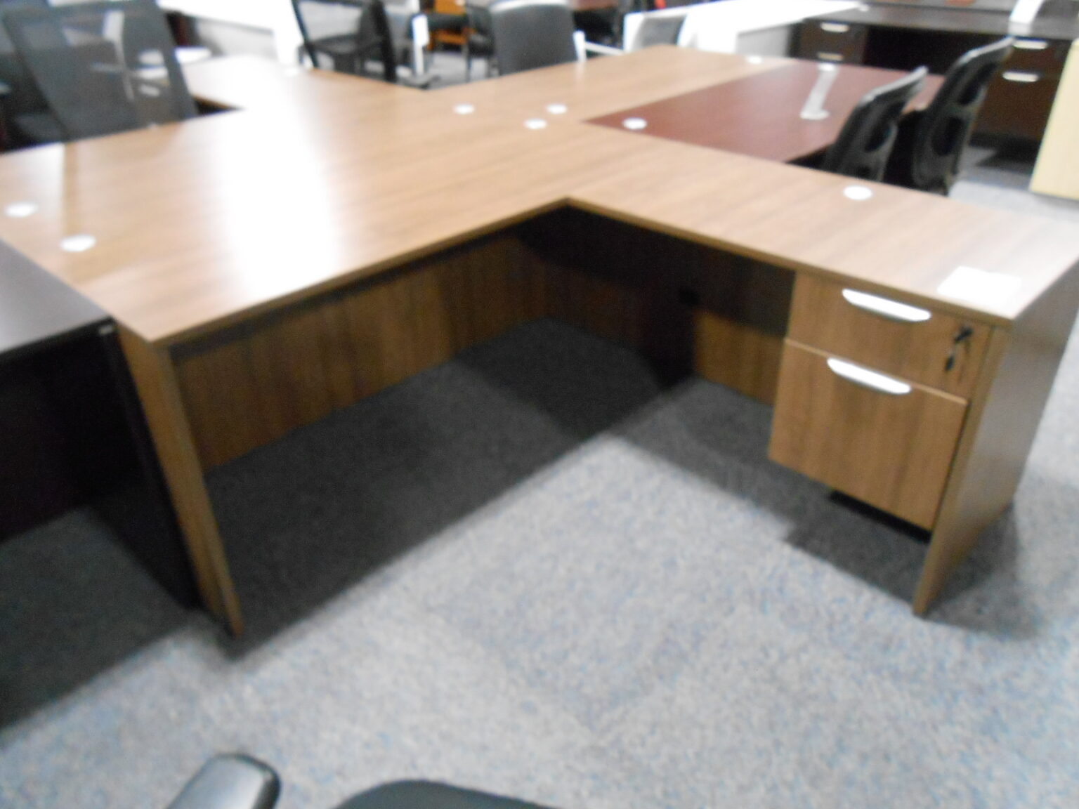 9667 OFFICE SOURCE DESK & RIGHT RETURN, MODERN WALNUT for Sale at PVI ...